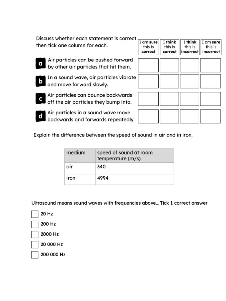 Physics Revision Worksheet - Sound | PDF