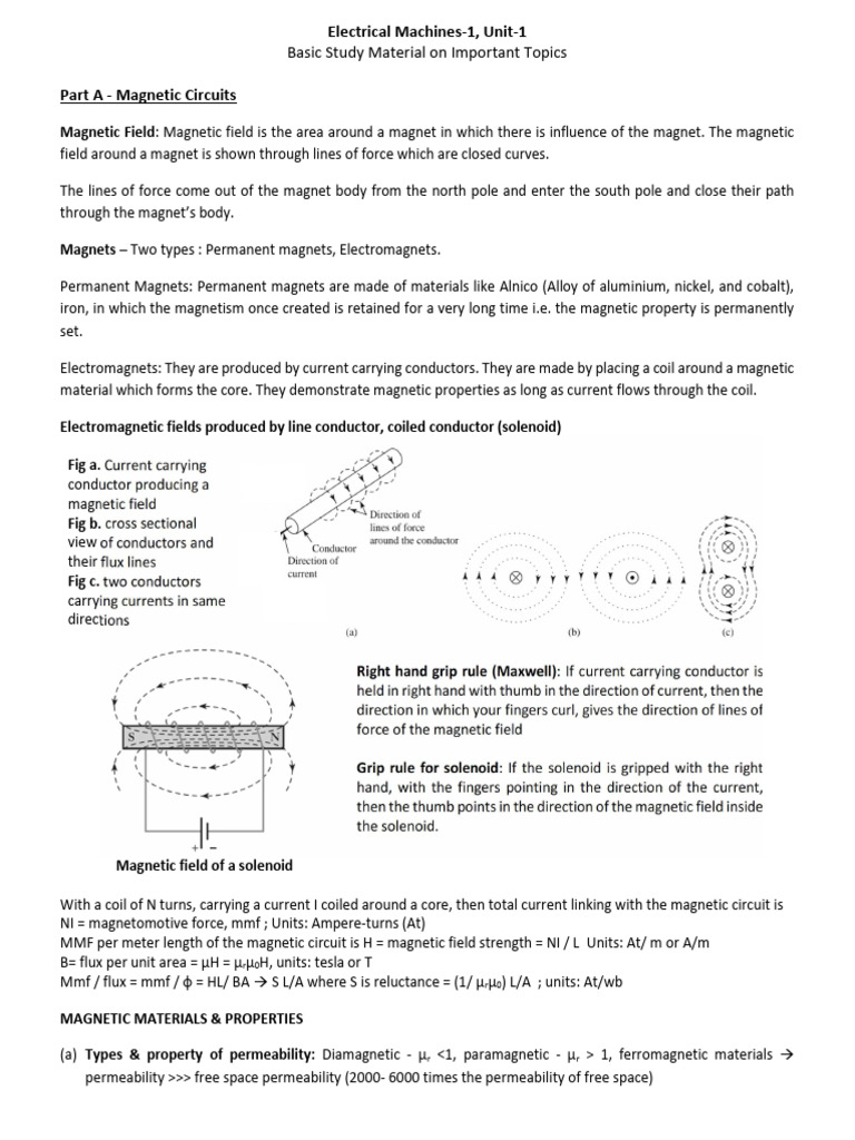 EM1 - Ch1 - Basic Study Material For Eee | PDF | Electromagnetic Induction | Inductor
