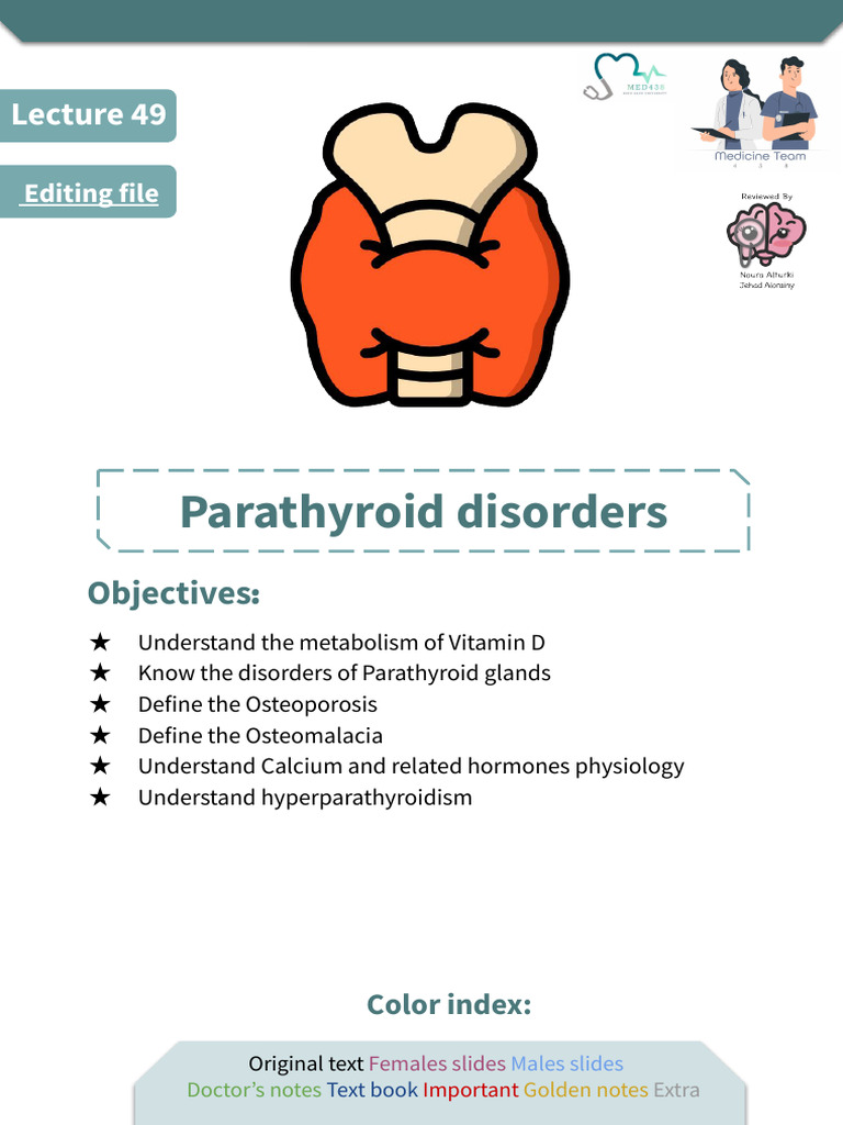 Parathyroid Disorders and Vitamin D Metabolism | PDF | Osteoporosis ...