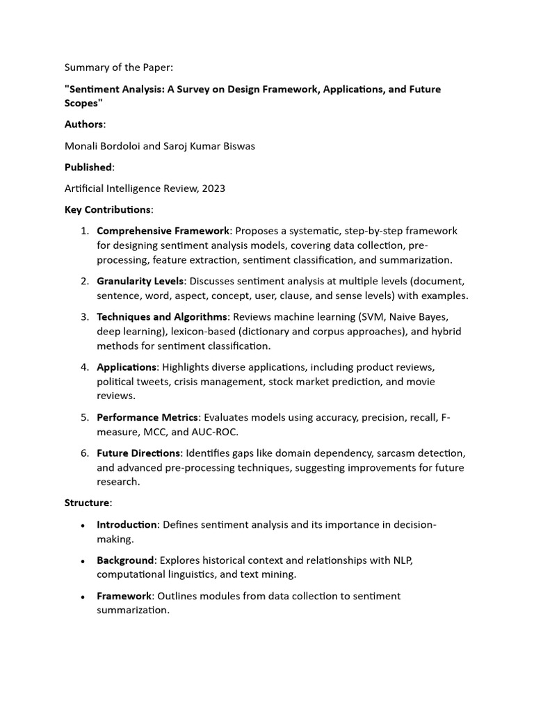 Summary of The Paper | PDF