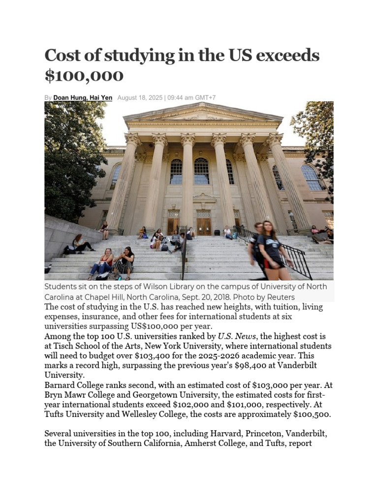 Cost of Studying in The US Exceeds | PDF | Tuition Payments | Economies