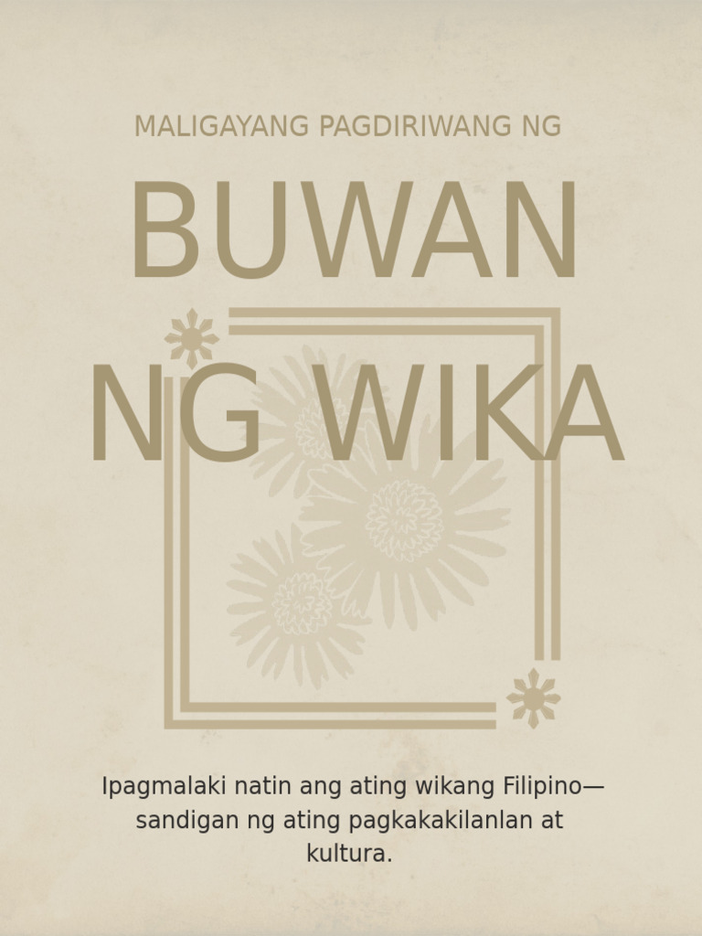Tan Simple Illustrated Filipino Buwan NG Wika Greeting Instagram Post | PDF