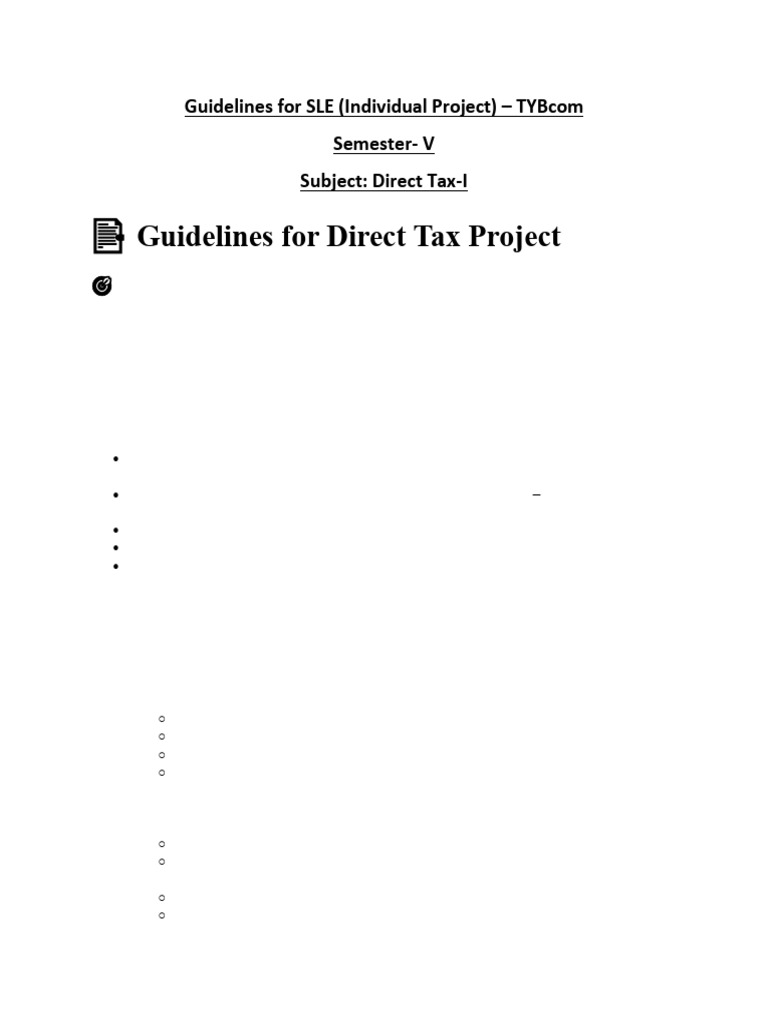 SLE Project Guidelines for Direct Tax | PDF