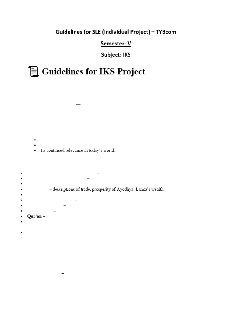 IKS Project Guidelines-TYBcom | PDF | Trade | Religious Texts
