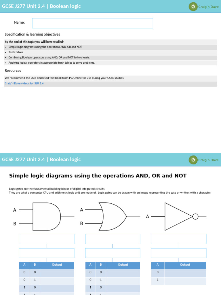 2.4 Workbook | PDF | Boolean Algebra | Teaching Mathematics