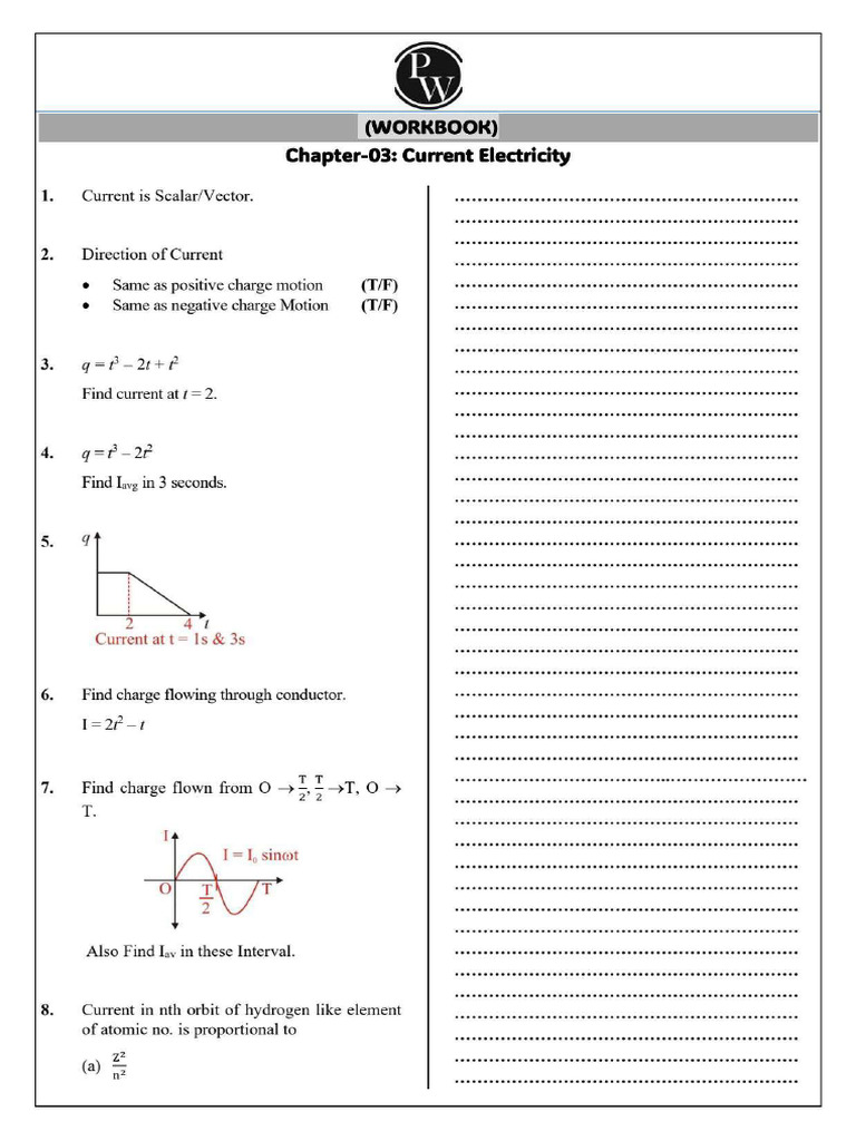 Workbook - 01 Current Electricity | PDF