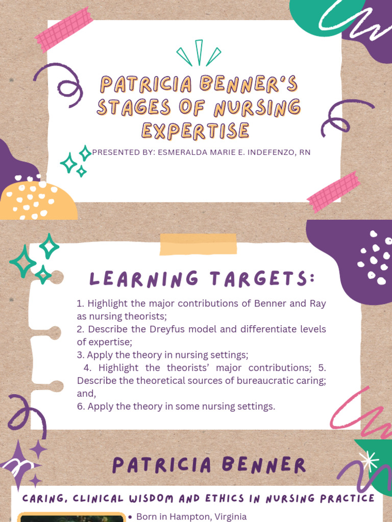Patricia Benner's Stages of Nursing Expertise Marilyn Anne Ray's ...