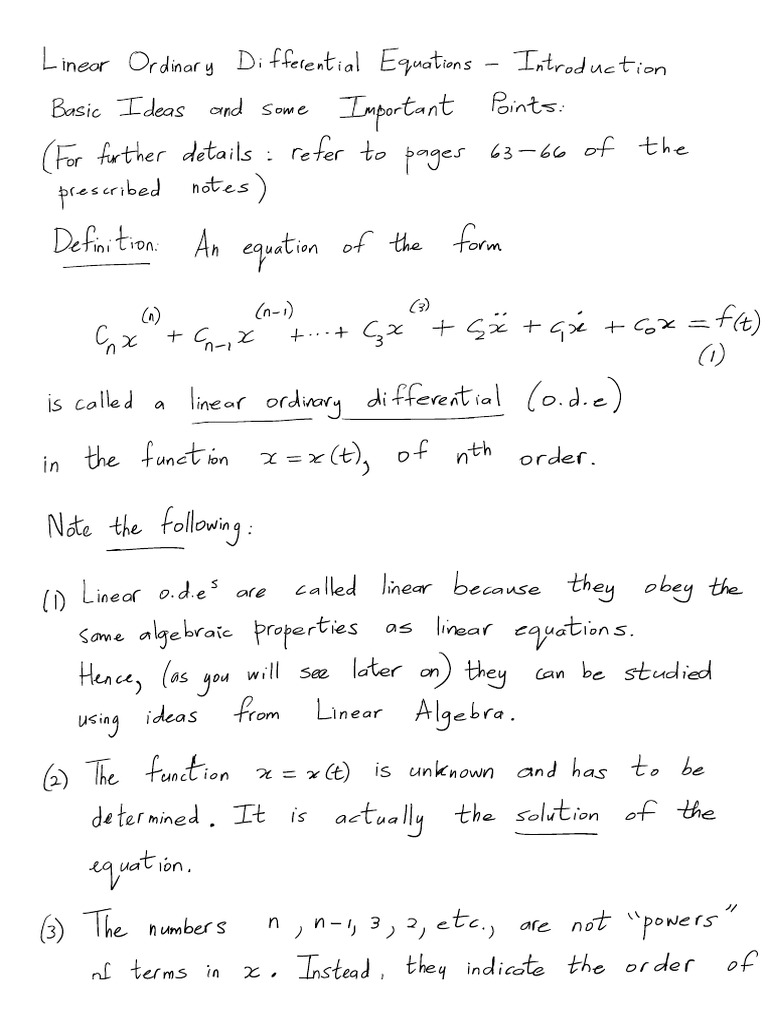 Linear Ordinary Differential Equations - Introduction | PDF