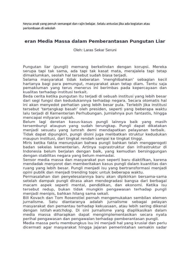 Neysa Anak Yang Penuh Semangat Dan Rajin Belajar | PDF