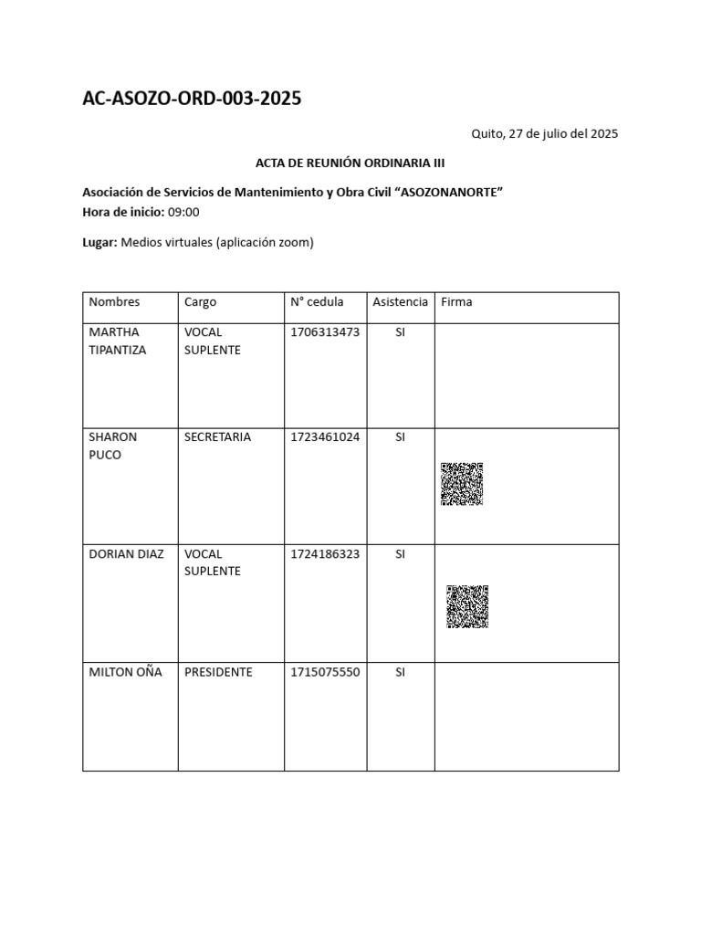 AC ASOZO ORD 0003 2025 Signed Signed Signed Signed Signed Signed | PDF | Presupuesto | Contabilidad