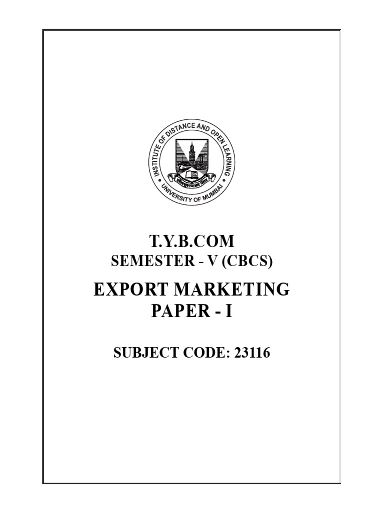 Export Marketing Syllabus for T.Y.B.Com. | PDF | Exports | Market ...