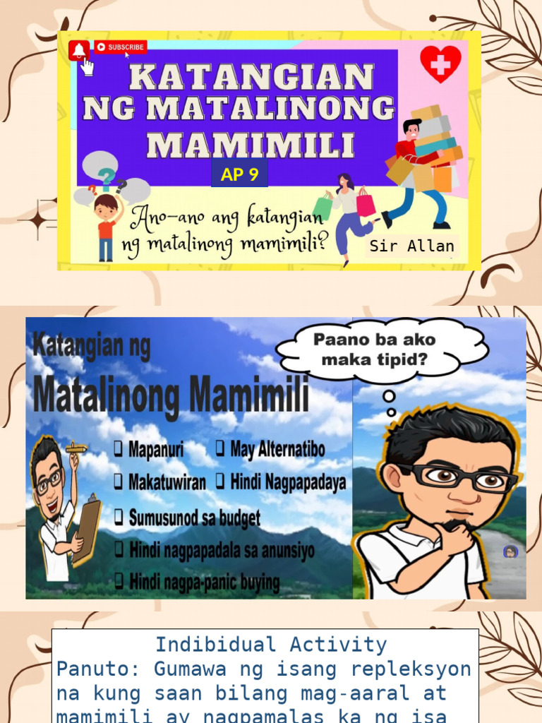 Repleksyon Bilang Matalinong Mamimili | PDF
