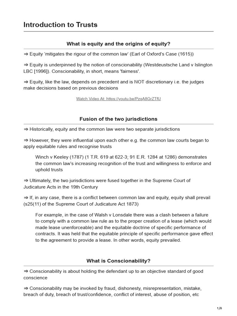 Introduction To Trusts: What Is Equity and The Origins of Equity? | PDF | Equity (Law) | Legal ...