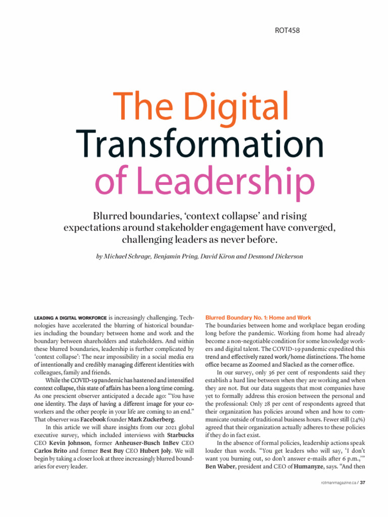 Digital Leadership in Blurred Boundaries | PDF | Leadership | Mentorship