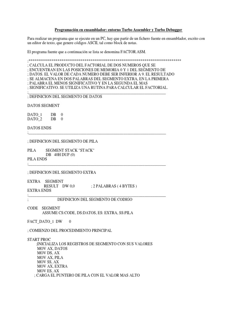 Programación en Turbo Assembler | PDF | Programa de computadora | Programación