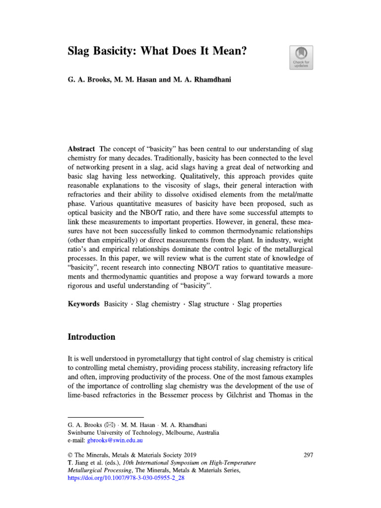 Slag Basicity What Does It Mean | PDF