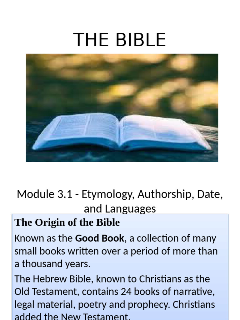 Module 3.1 - Etymology, Purpose, and Importance of The Bible | PDF ...