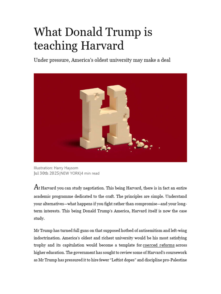 Harvard's Negotiation with Trump | PDF | Harvard University | Donald Trump