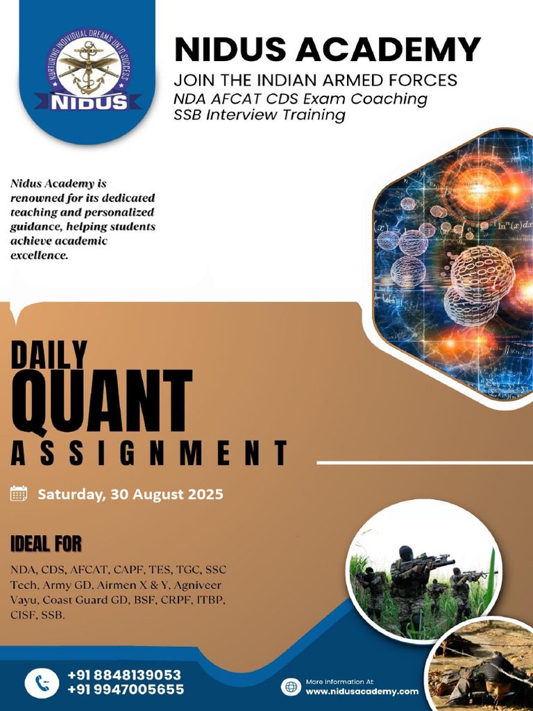30-Aug-25 - Nidus Academy Kollam-Daily NDA Quant Assignment | PDF
