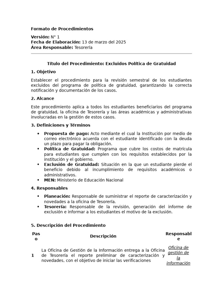 Formato de Procedimientos | PDF | Sistema de manejo de calidad