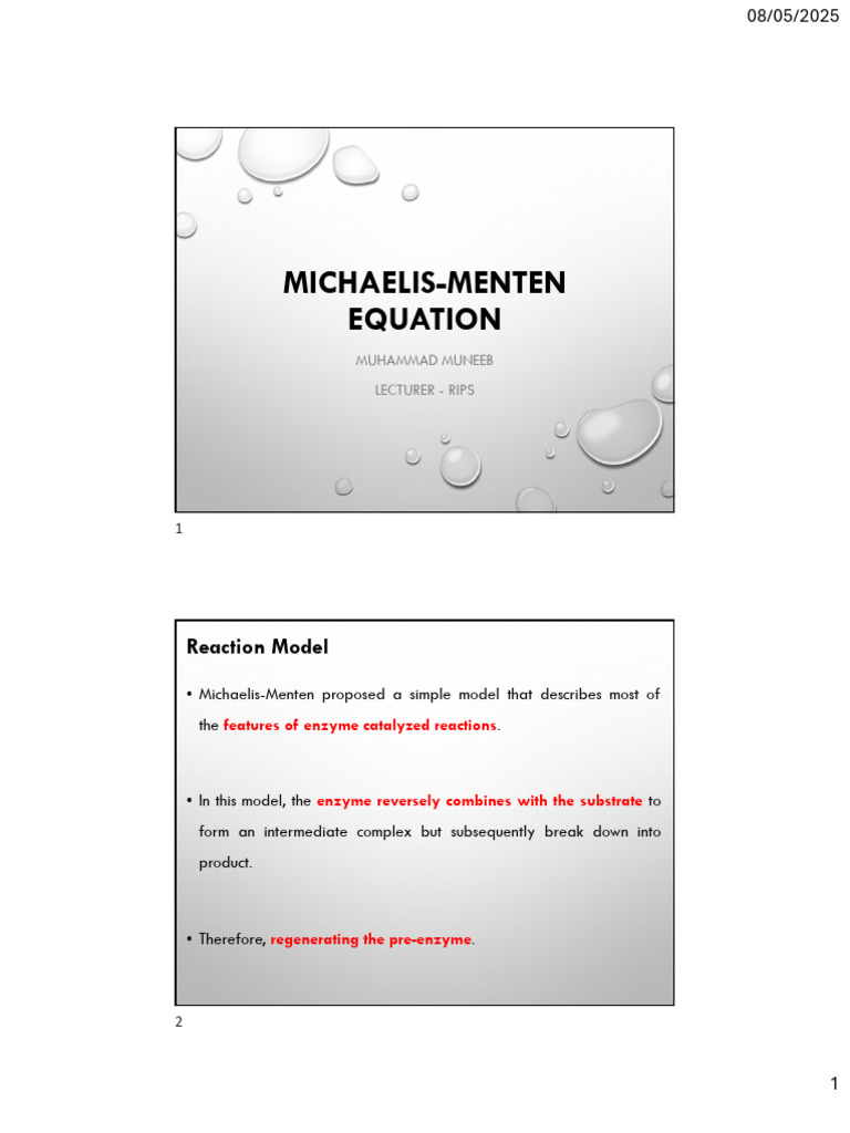 Understanding Michaelis-Menten Equation | PDF | Enzyme | Enzyme Kinetics