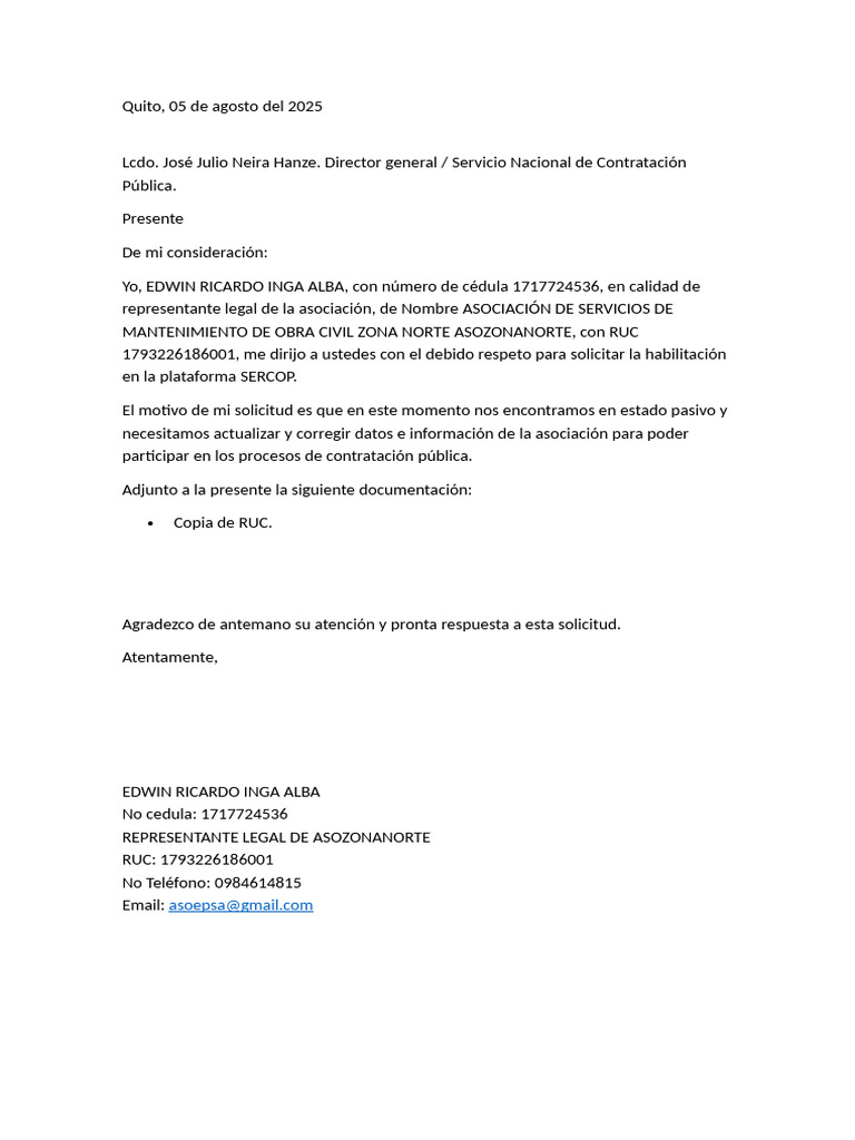 Oficio Sercop 1 | PDF