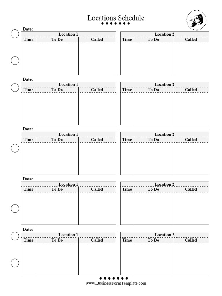Locations Schedule Template | PDF