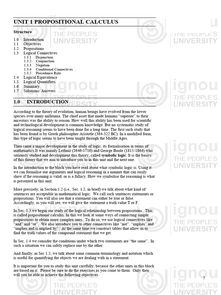 Propositional Calculus Overview | PDF | If And Only If | Logic