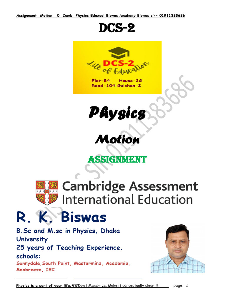 Physics Motion Assignment Edexcel | PDF