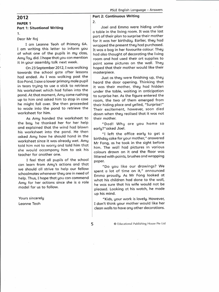 PSLE English Language Answers | PDF