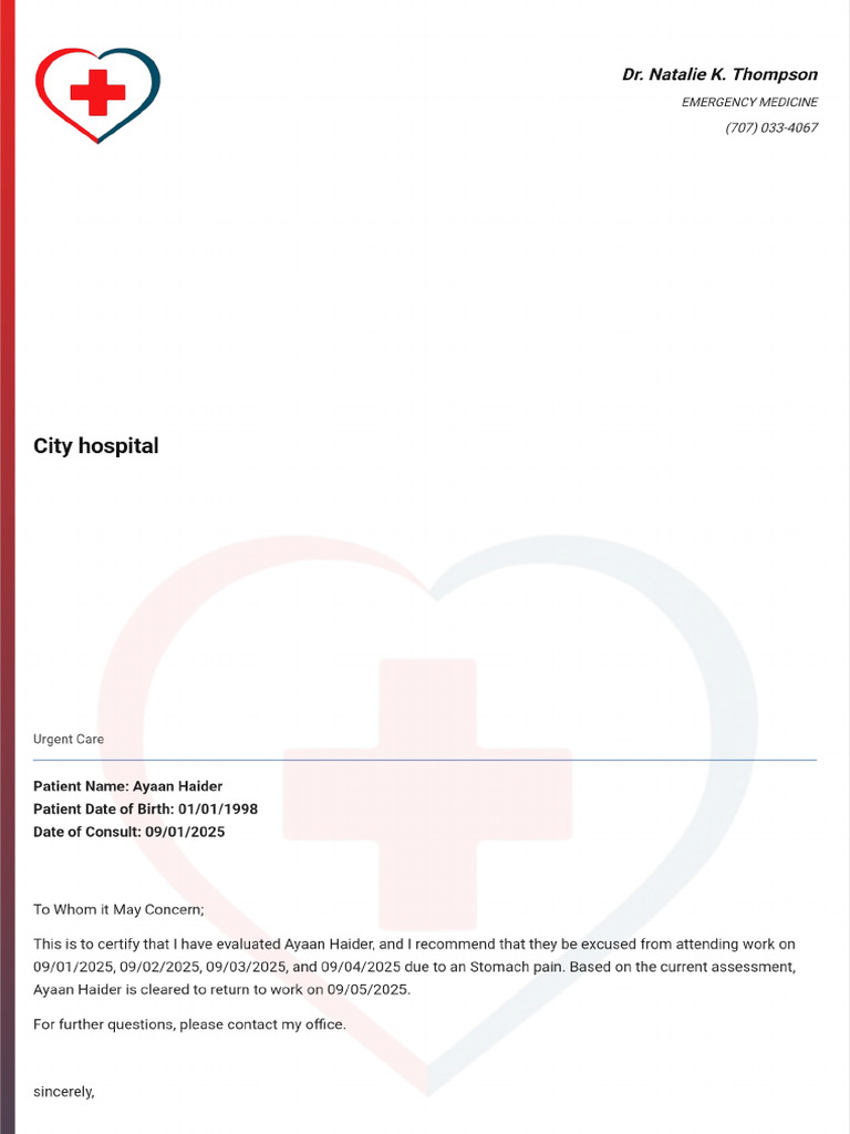 Doctor Note With Signature | PDF