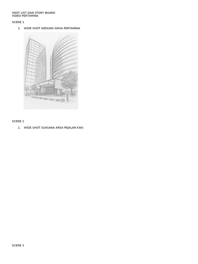 Shot List dan Storyboard Video Pertamina | PDF