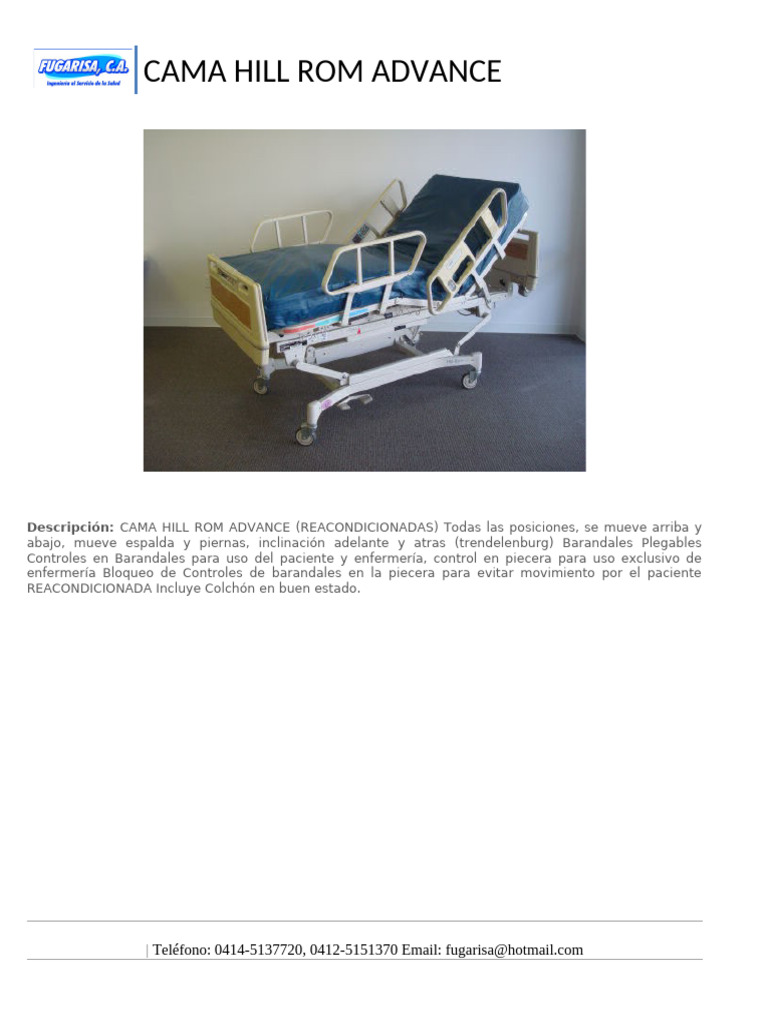Cama Hill Rom Advance Reacondicionada | PDF