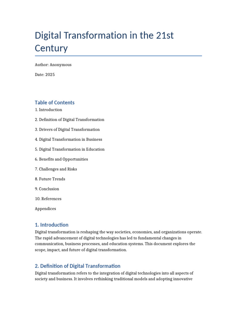 Digital Transformation Overview 2025 | PDF | Internet Of Things ...