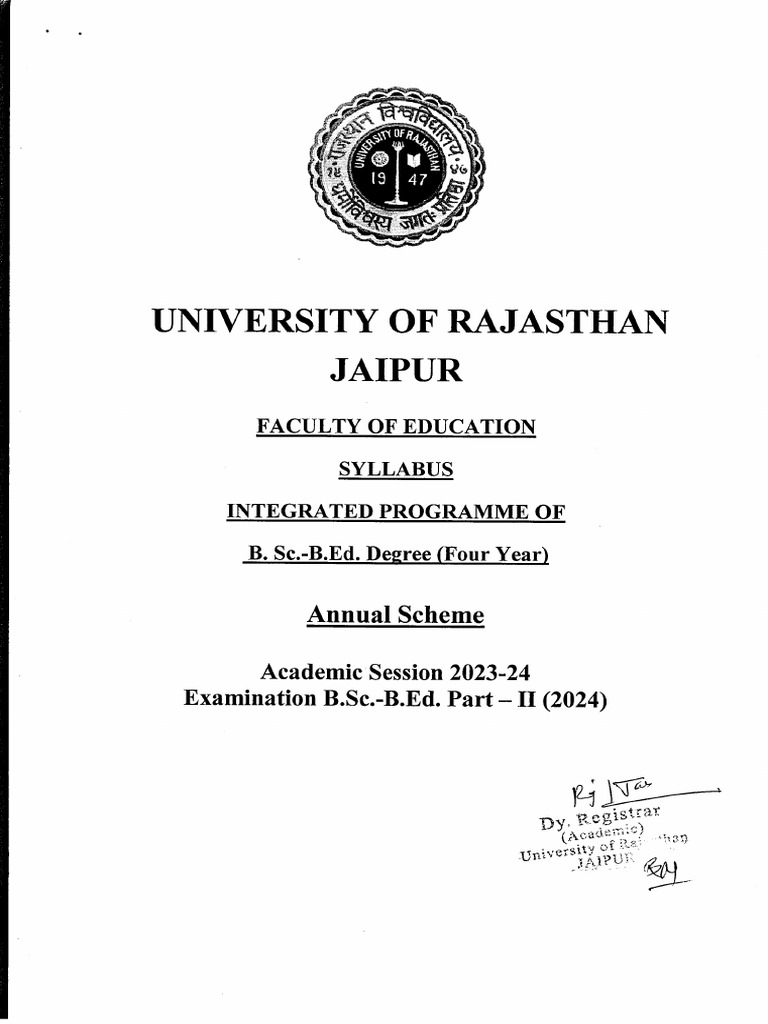 B.Sc.-B.Ed. 2nd Year Syllabus 2023-24 | PDF