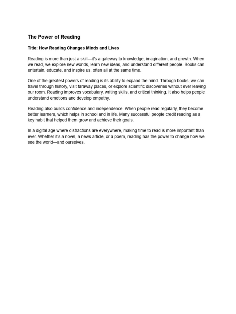 The Power of Reading | PDF