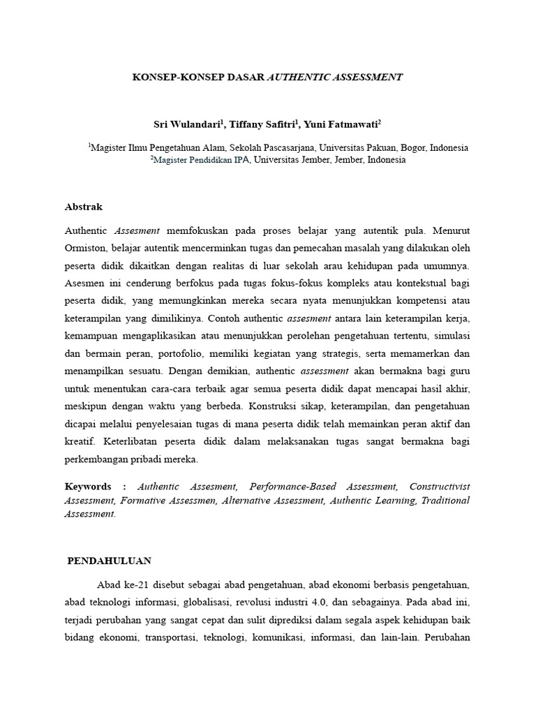 Book Chapter Konsep-Konsep Dasar Aa (Authentic Assessment) | PDF