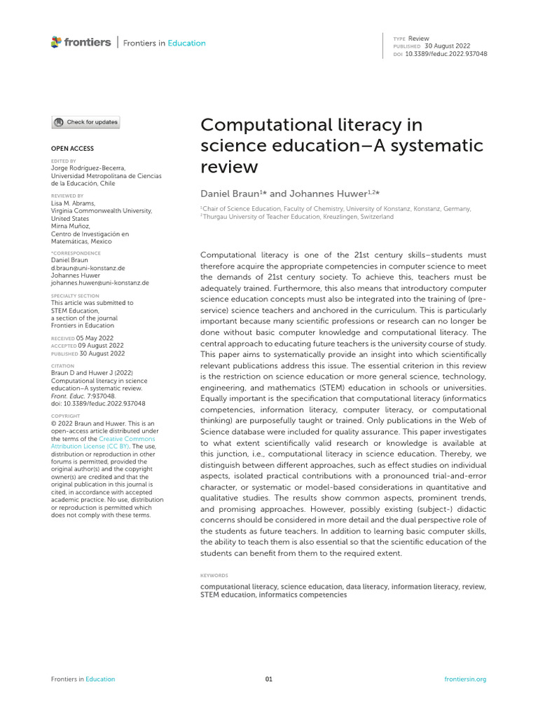 Computational Literacy in Science Education | PDF | Science | Computer ...