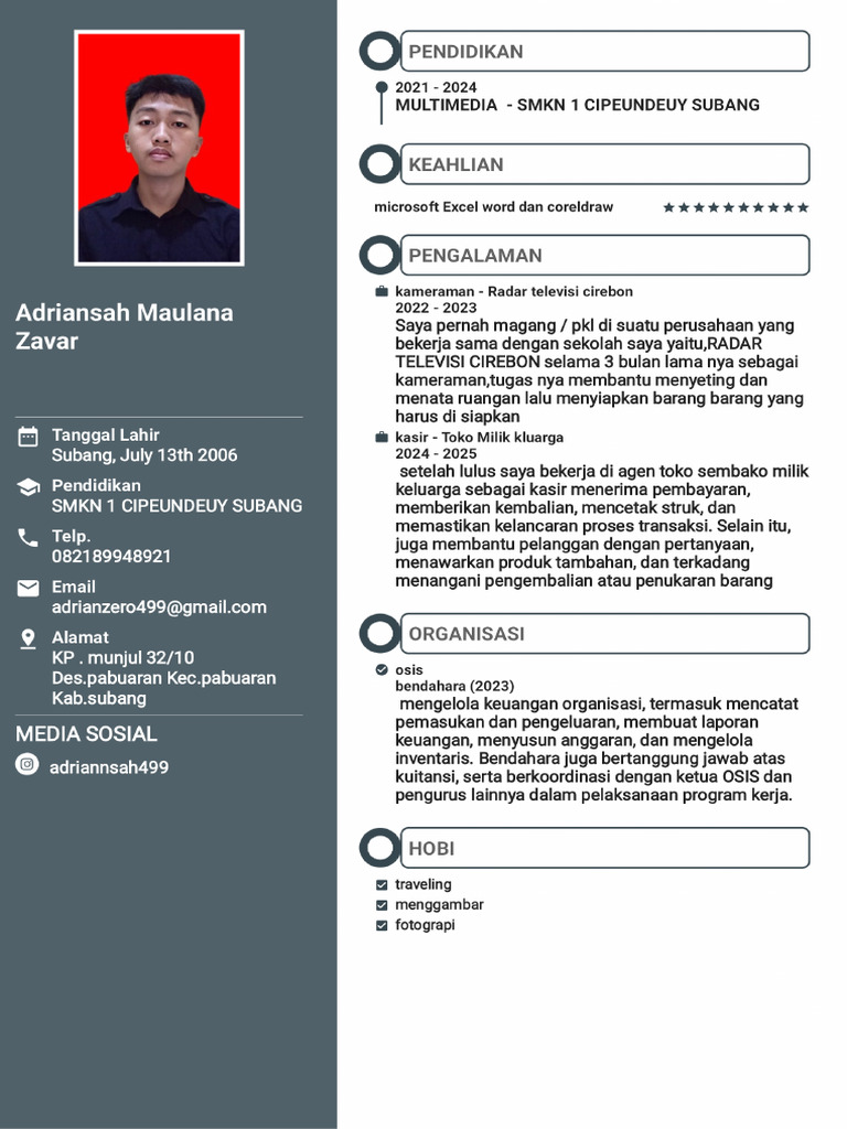 CV Adriansah Maulana Zavar | PDF