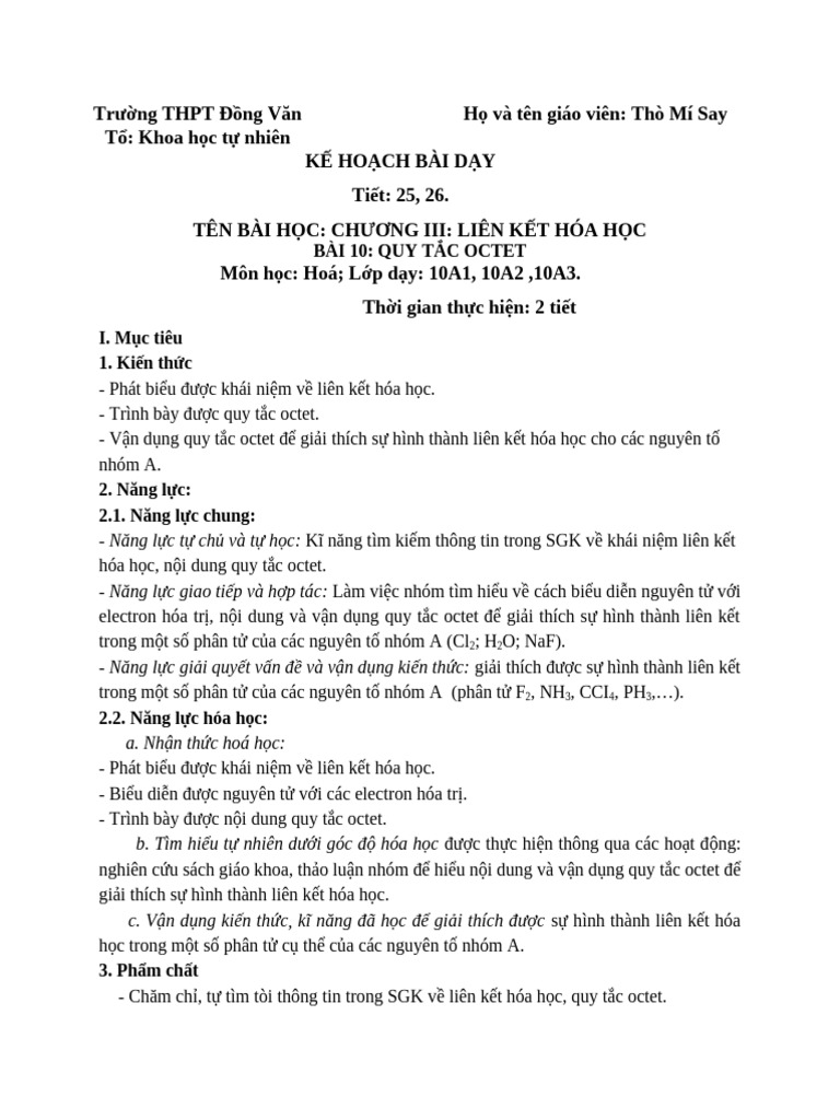 Bài 10. Quy Tắc Octet | PDF