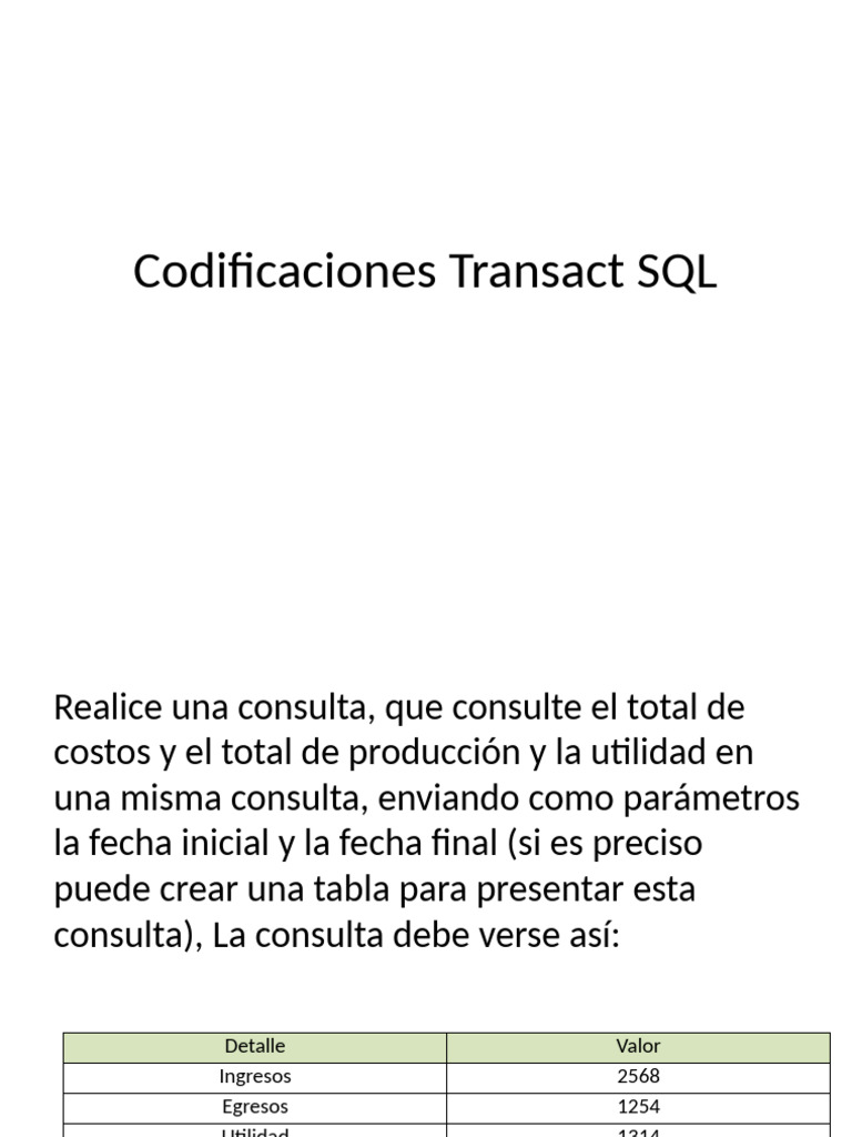 Codificaciones Transact SQL | PDF | Desarrollo de software | Programación de computadoras