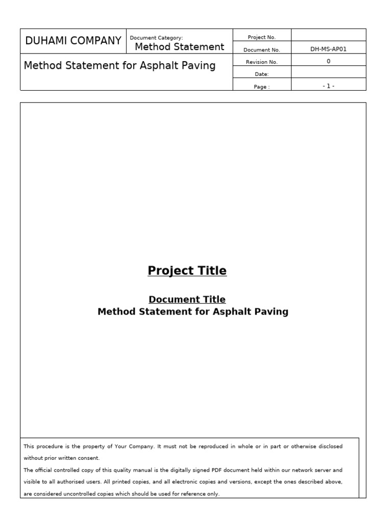 Method Statement Form | PDF | Road Surface | Lighting