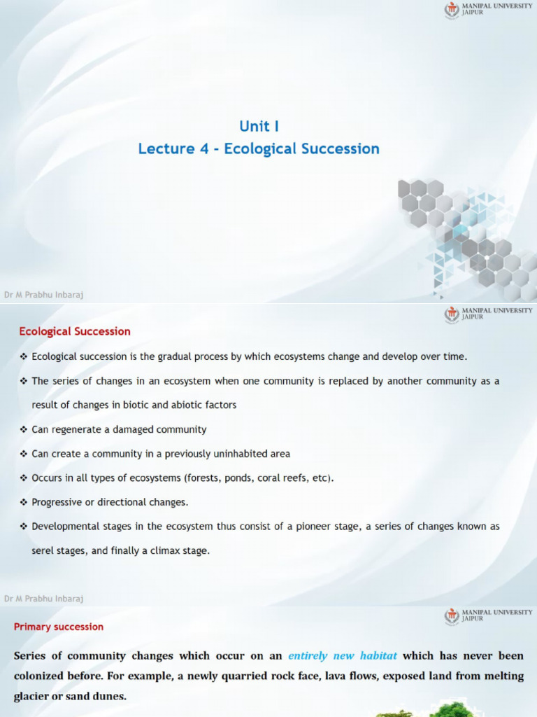 Lecture 4 - Ecological Succession | PDF