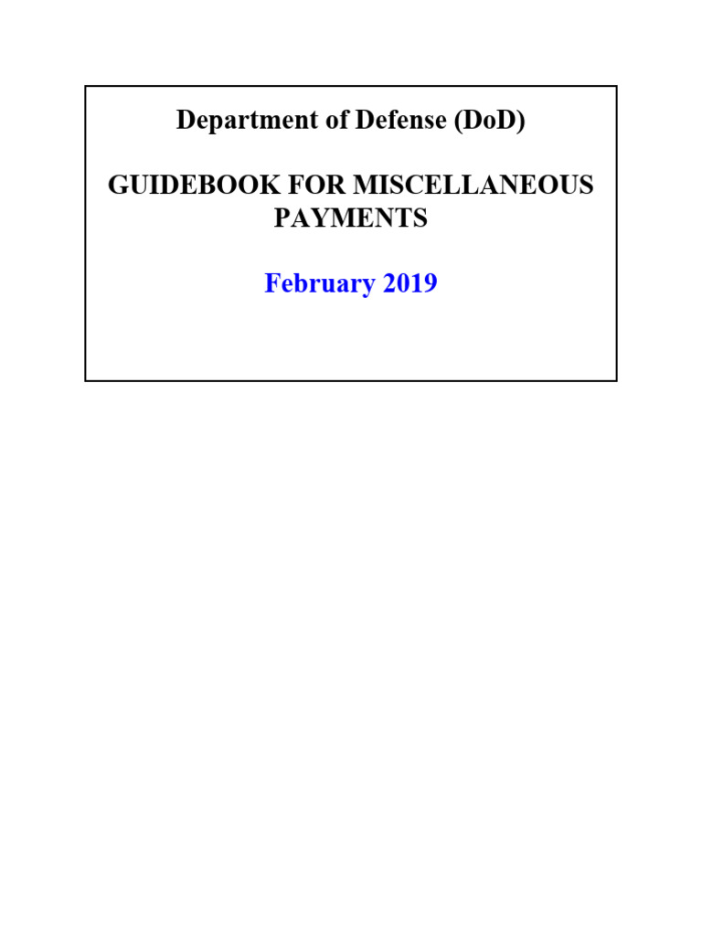 DoD Guidebook for Miscellaneous Payments | PDF | Cost Of Living ...