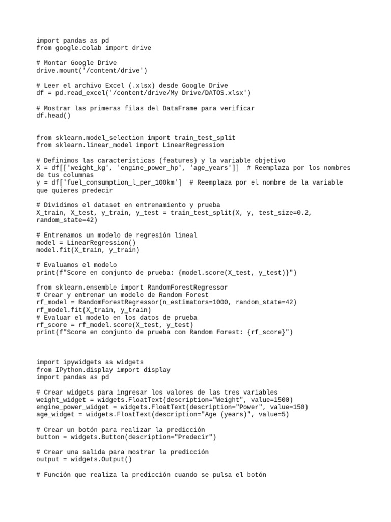 Codigo Regresion Python | PDF | Teoría de la estimación | Análisis de ...