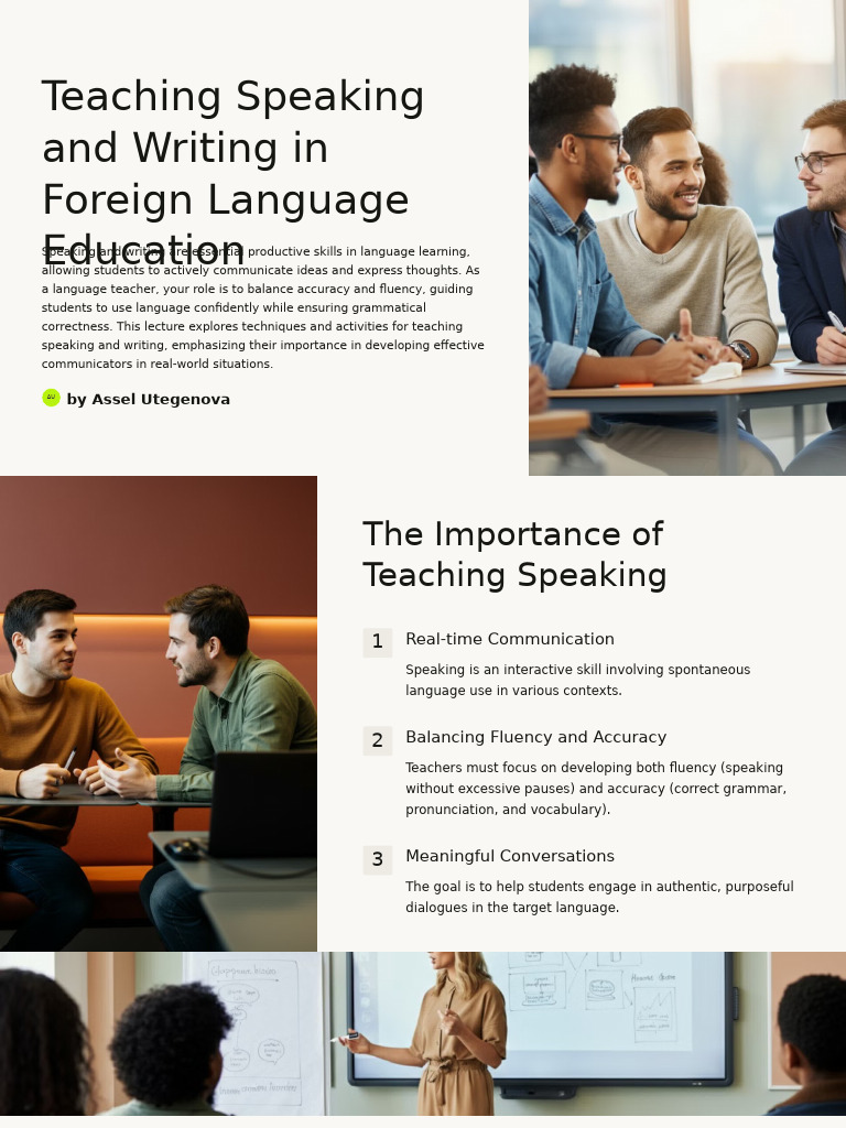 Teaching Speaking and Writing Skills | PDF | Fluency | Language Education