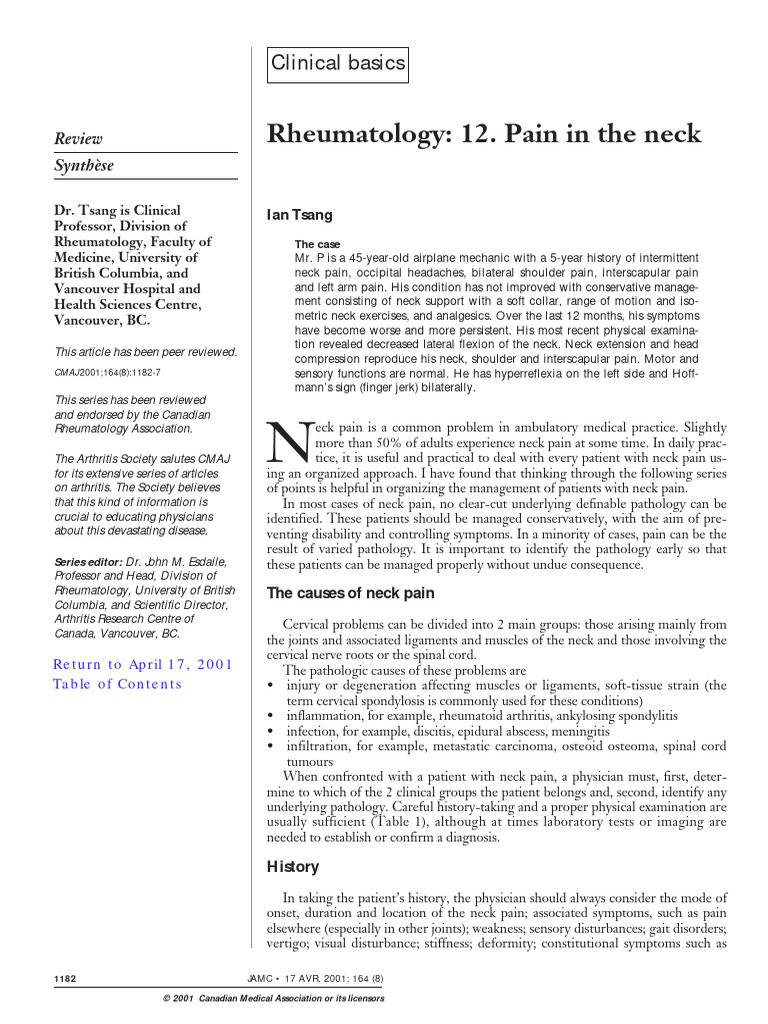 Clinical Basics Rheumatology 12 Pain in | PDF | Pain | Nervous System