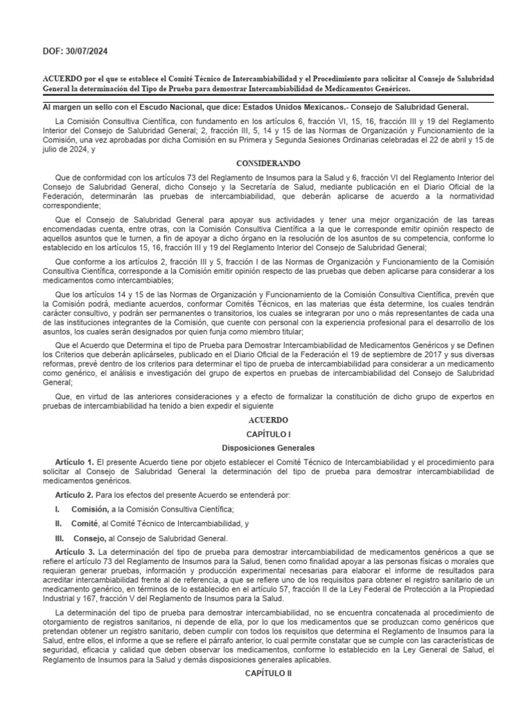 Acuerdo para Solicitar Al CSG La Determinación Del Tipo de Prueba | PDF | Medicamentos con ...
