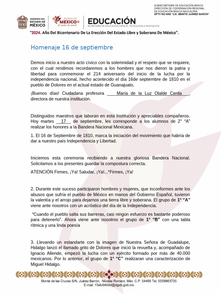 Homenaje al 16 de Septiembre en México | PDF | México