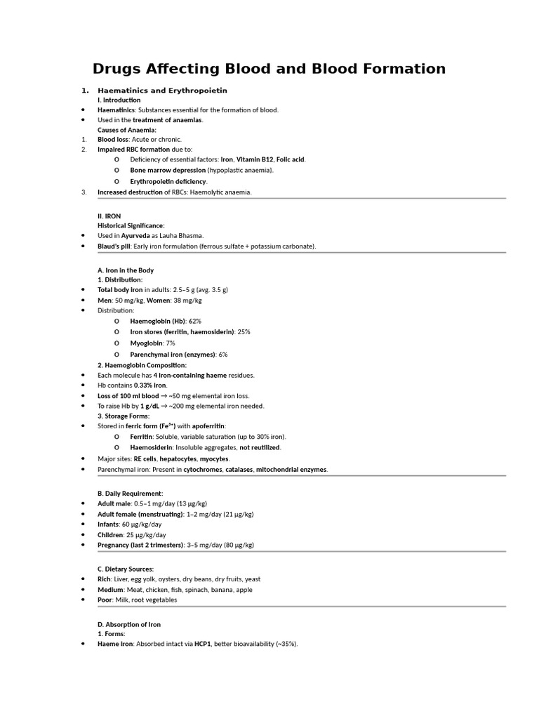 Drugs Affecting Blood and Blood Formation | PDF | Coagulation | Lipoprotein